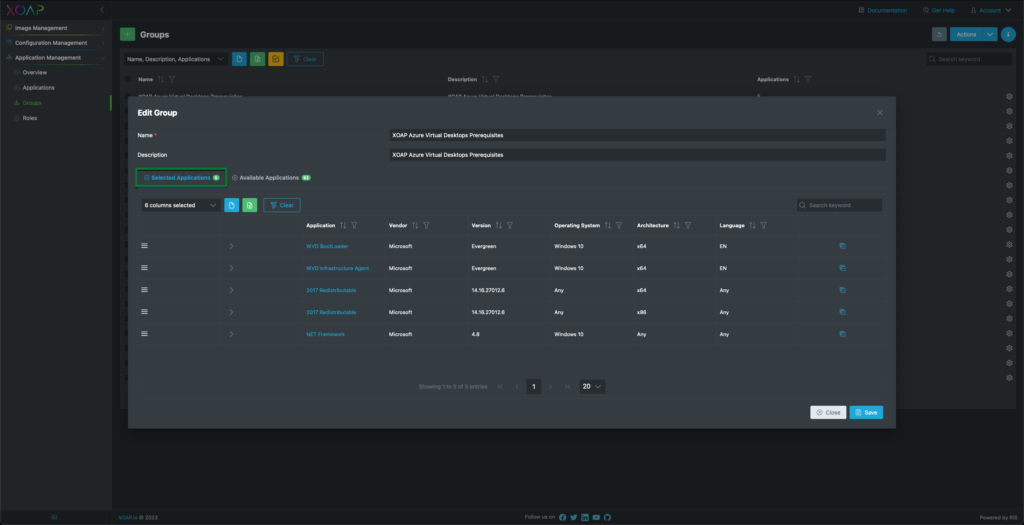 Groups in application.XO | XOAP