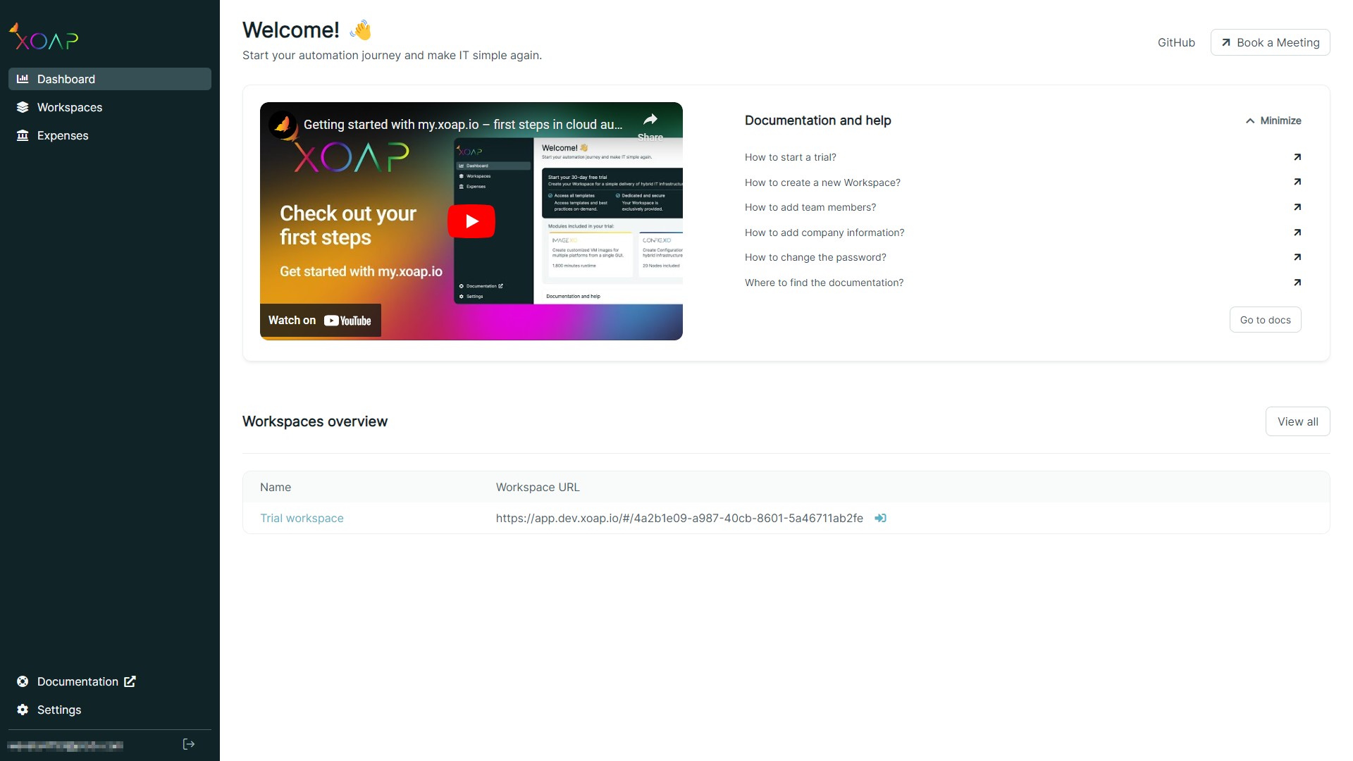 Manage workspace | XOAP Docs