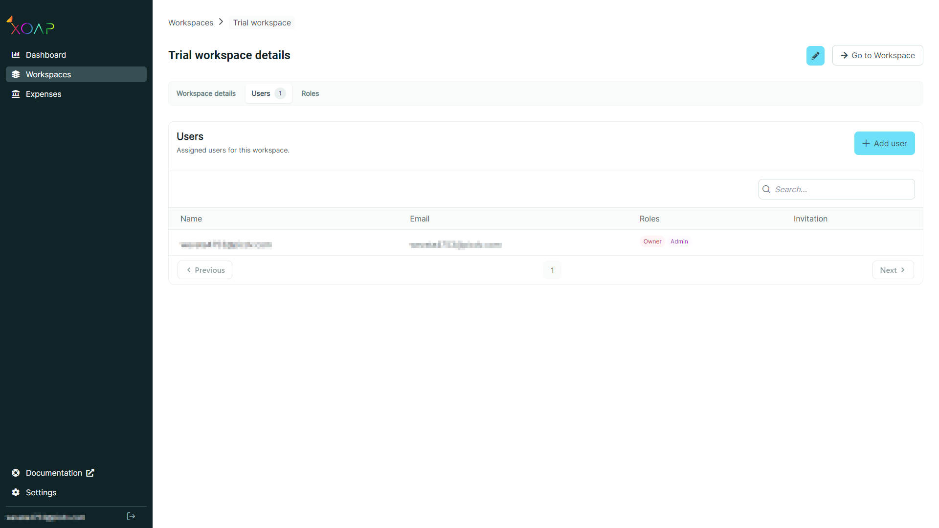 Manage workspace | XOAP Docs