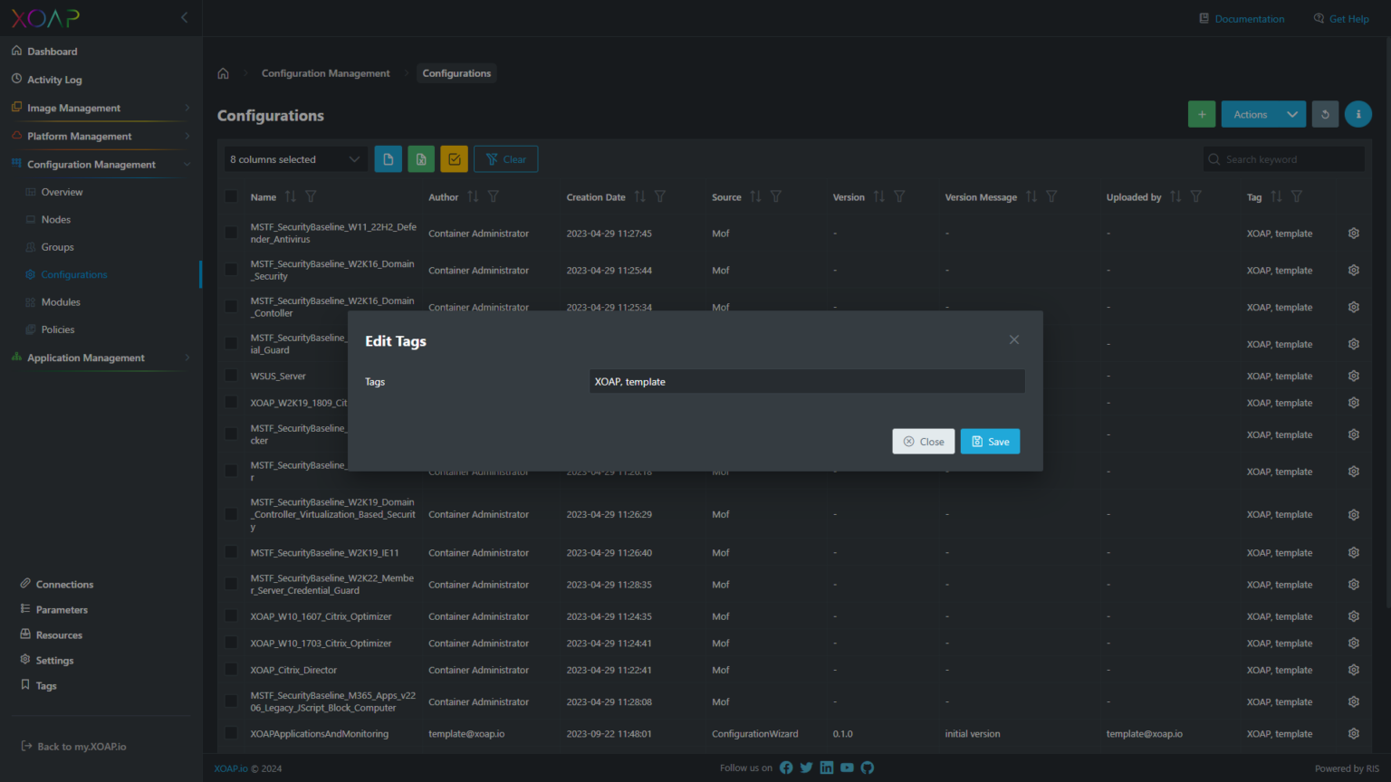 Configurations in Configuration Management | XOAP Docs